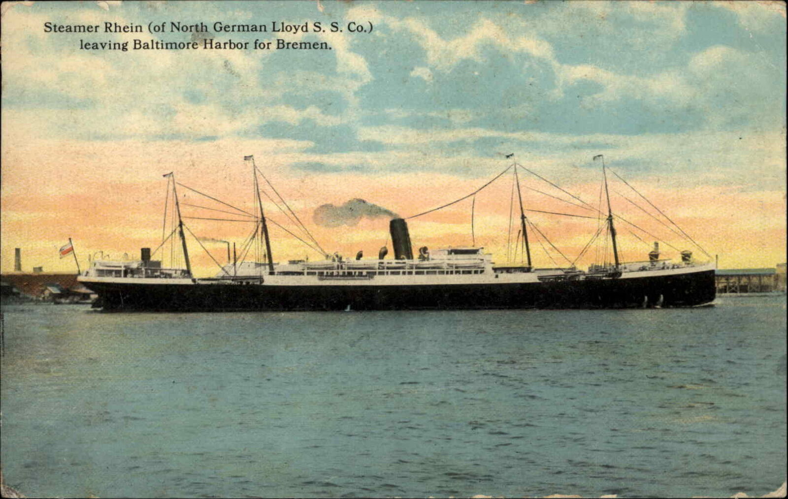 Steamship Steamer Rhein North German Lloyd at BALTIMORE Postcard c1910 ...