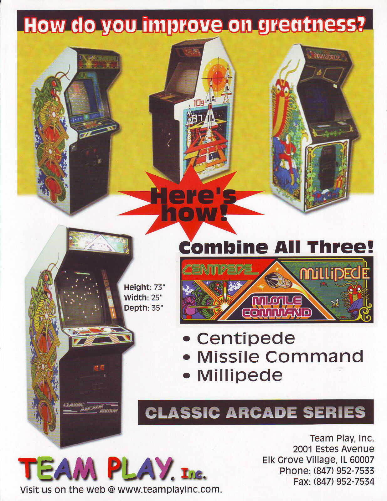 Centipede Millipede Missile Command Arcade Flyer Team Play Video Game ...