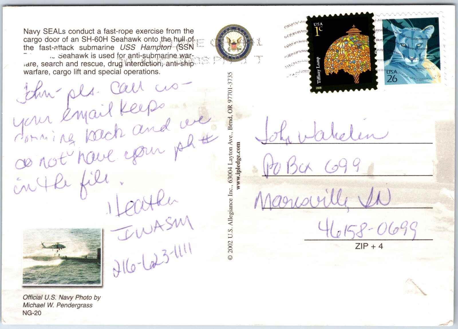 Vintage Continental Size Postcard U.S. Navy Seals Exercise USS Hampton ...