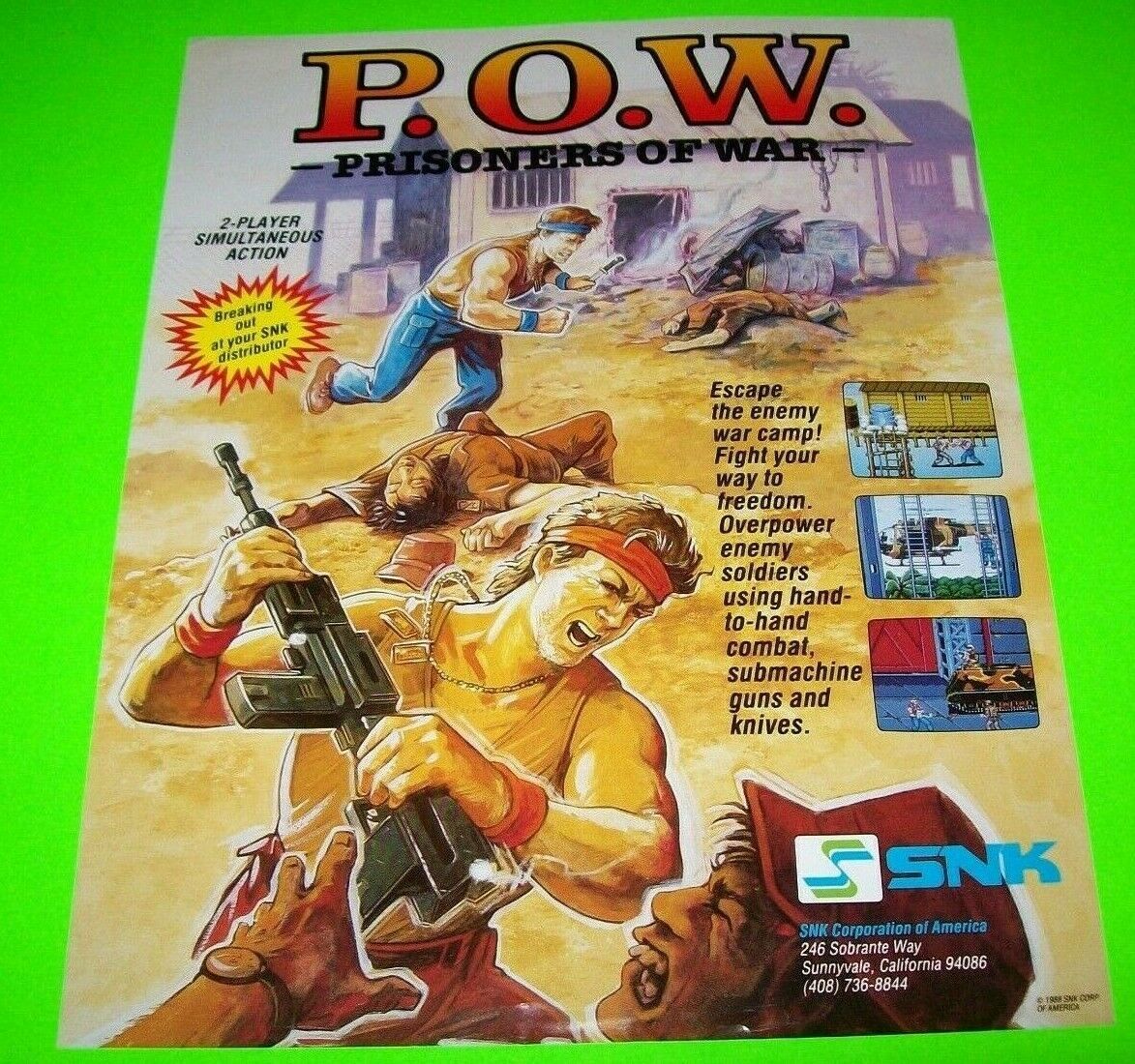 POW Prisoners Of War Arcade FLYER Original NOS Video Game 1988 Vintage ...