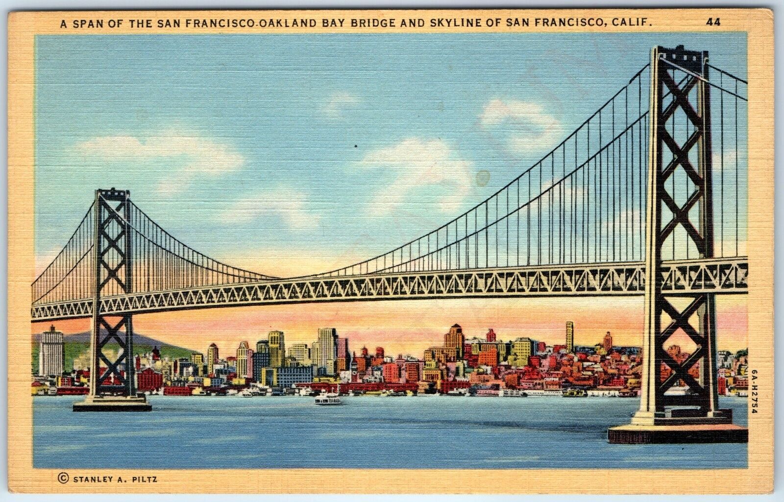 1936 San Francisco CA Span Oakland Bay Bridge PC Skyline Palo Alto ...