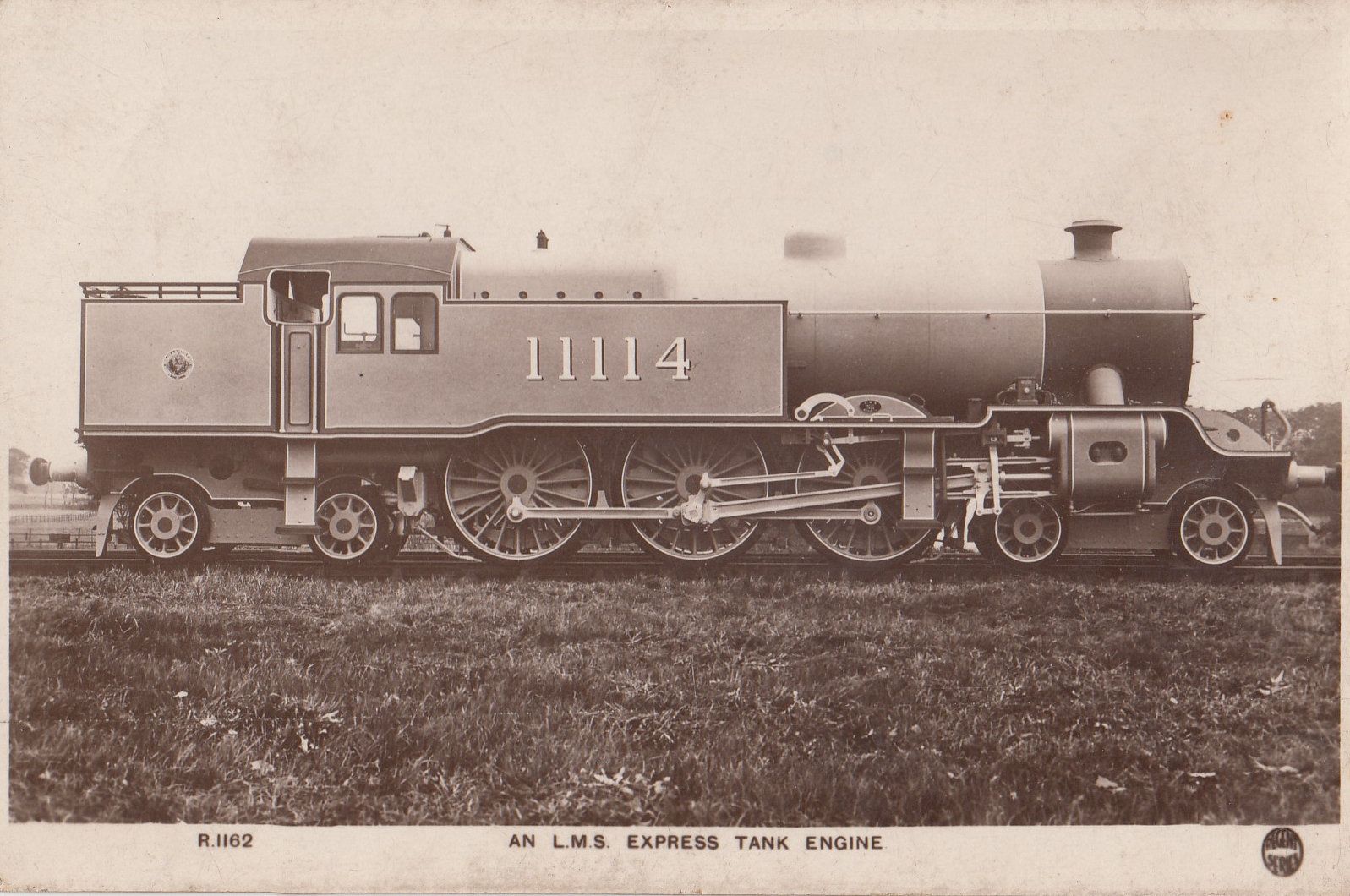 LMS 11114 Train Horwich Works Express Tank Engine Antique RPC Postcard ...