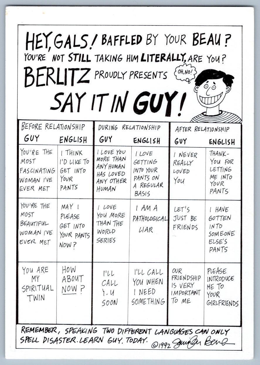 1992 HOW to Speak GUY English Translations Hilarious Jennifer Berman ...