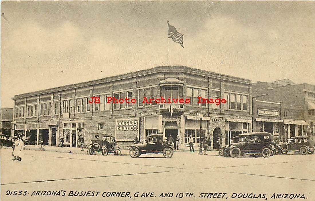 AZ, Douglas, Arizona, G Avenue & 10th Street Corner, Business Section ...