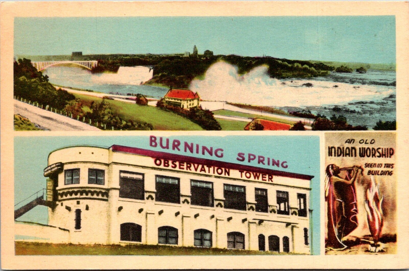 Vintage Postcard Burning Spring Observation Tower and Pictorials ...