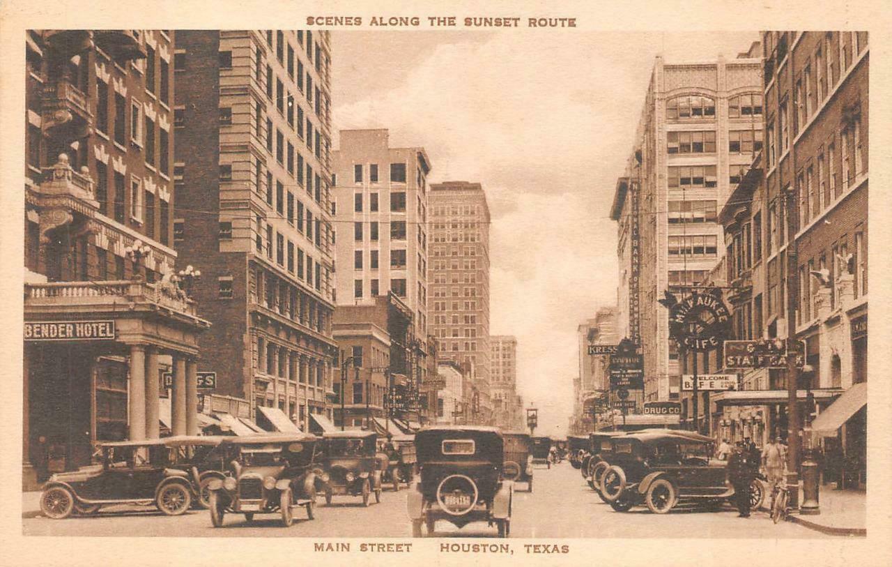 Main Street Houston Texas Scenes Along the Sunset Route Postcard (C ...