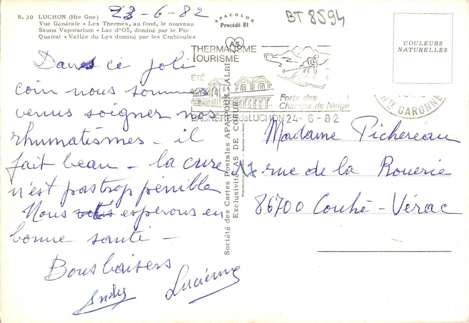 BT8594 Luchon Map cartes geographiques France | Europe - France - Other ...