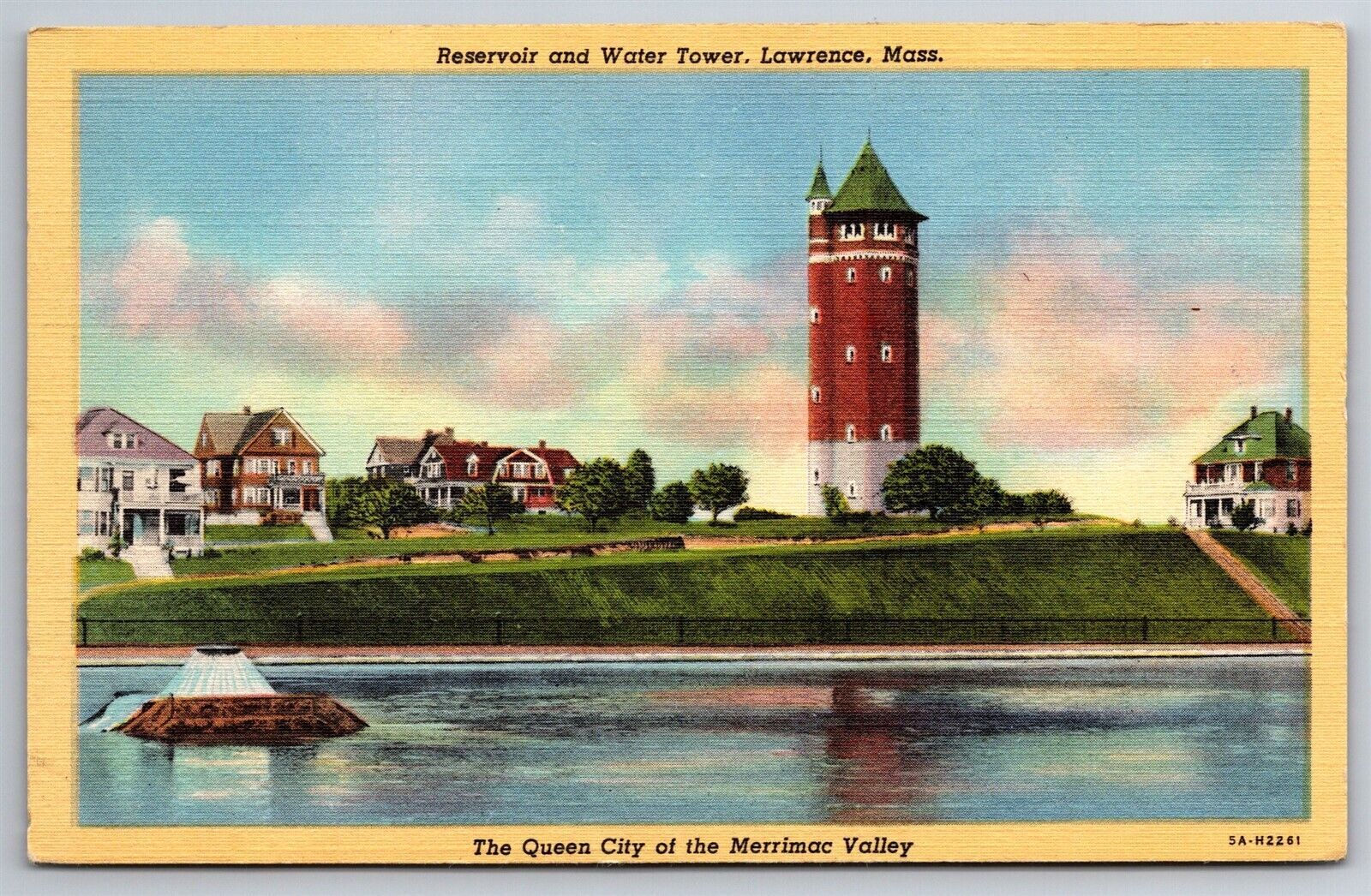 Reservoir & Water Tower Merrimac Valley Lawrence Mass C1930 Postcard ...