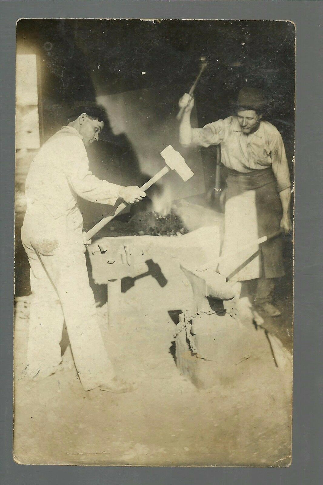 Fostoria TEXAS RP 1910 INTERIOR BLACKSMITH SHOP nr Houston Conroe GHOST ...