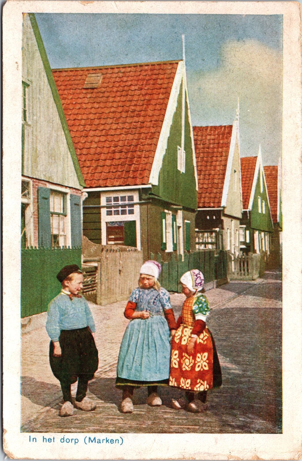 Vintage Postcard "IN HER Village" Traditional Dutch Children Street ...