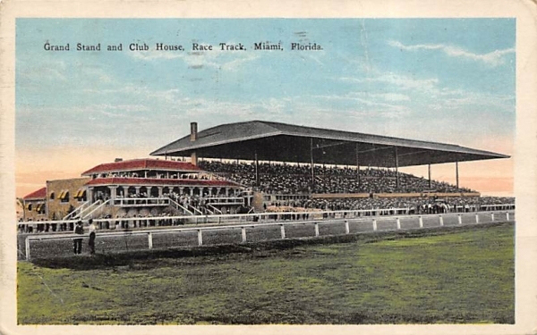 Grand Stand and Club House, Race Track Miami, Florida | Topics - Sports ...