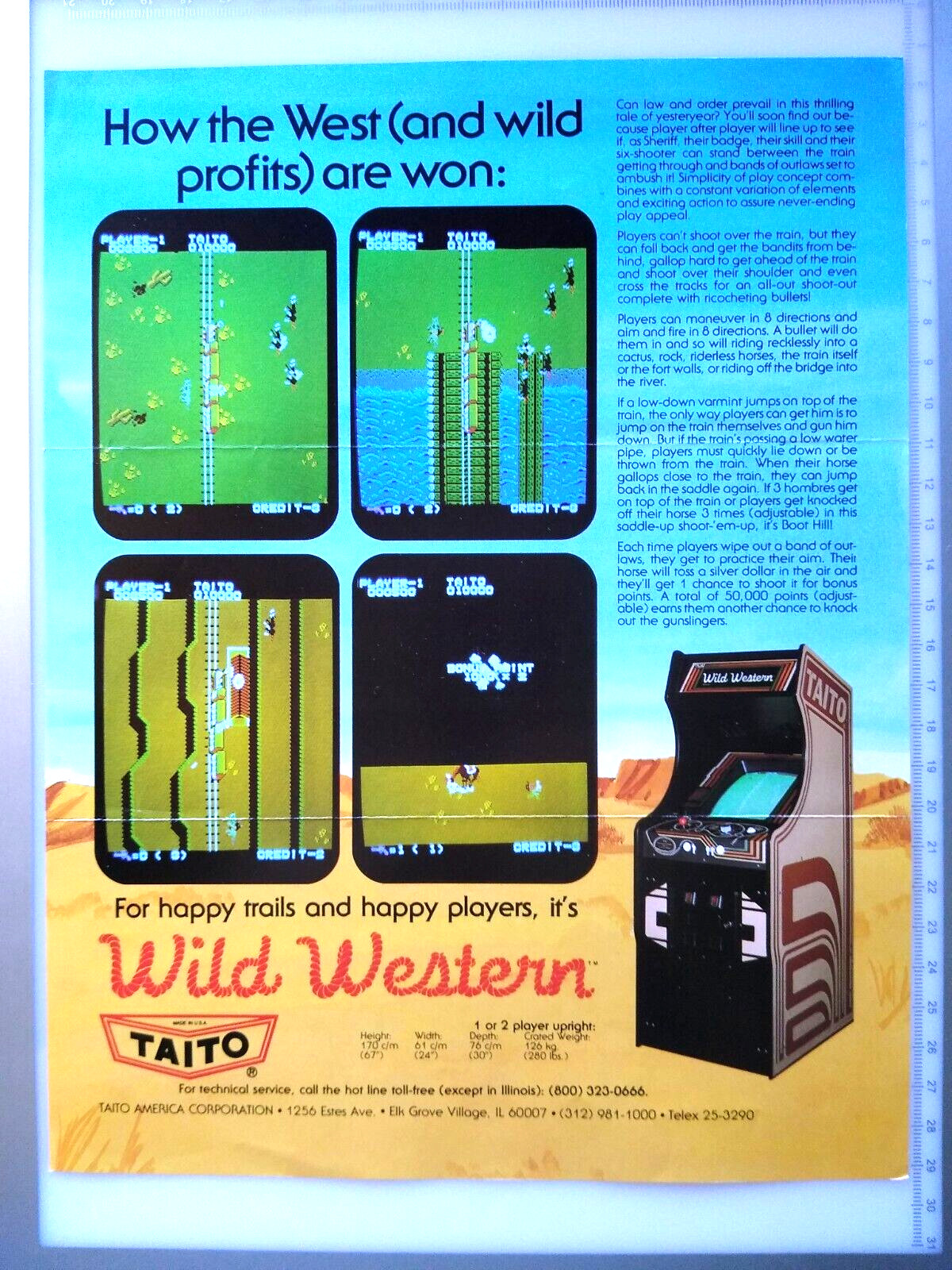 Wild Western Arcade Flyer Original Video Game Retro Art 8.5" x 11 ...