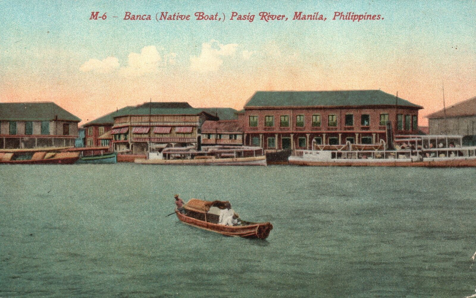 Vintage Postcard Banca Native Boat Pasig River Manila Philippines ...