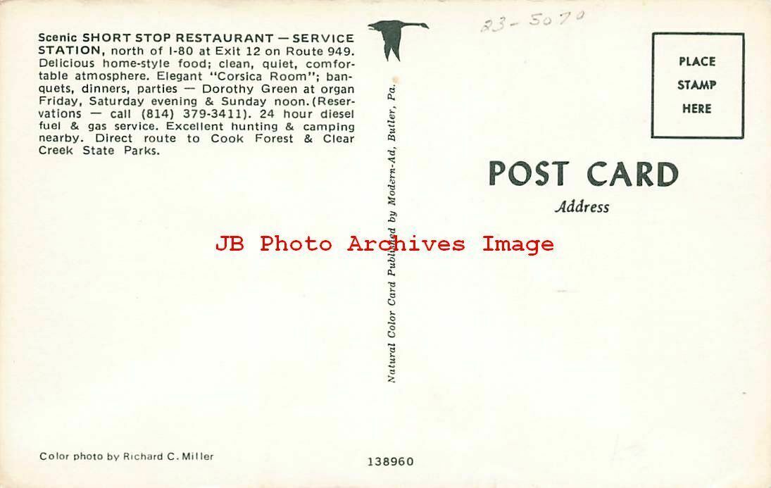 PA, Sigol, Pennsylvania, Short Stop Gas Station & Restaurant, Richard C ...