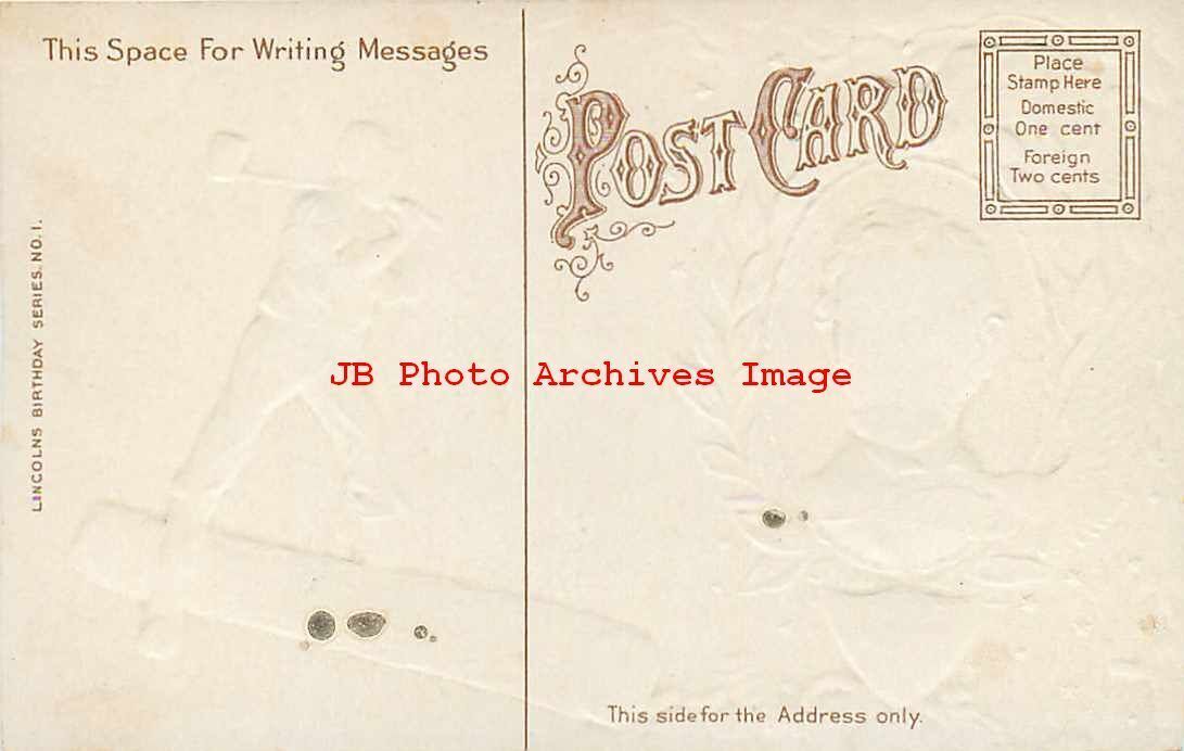 Patriotic, Nash Birthday Series No 1-1, Abraham Lincoln Centennial, Log ...