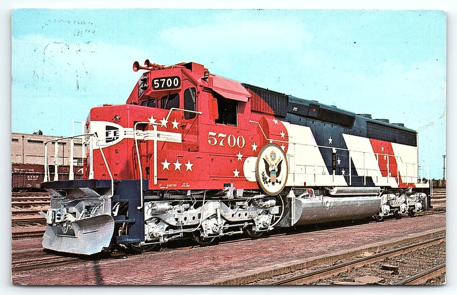 1979 Santa FE Railroad 5700 Sd45-2 Bicentennial RED White Blue Postcard ...