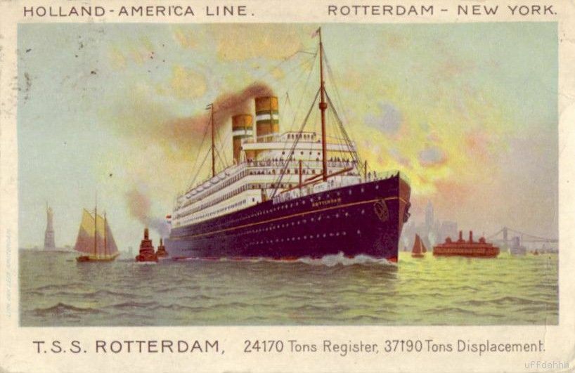 1908 T.S.S. Rotterdam Holland-America Line Ship | Topics ...