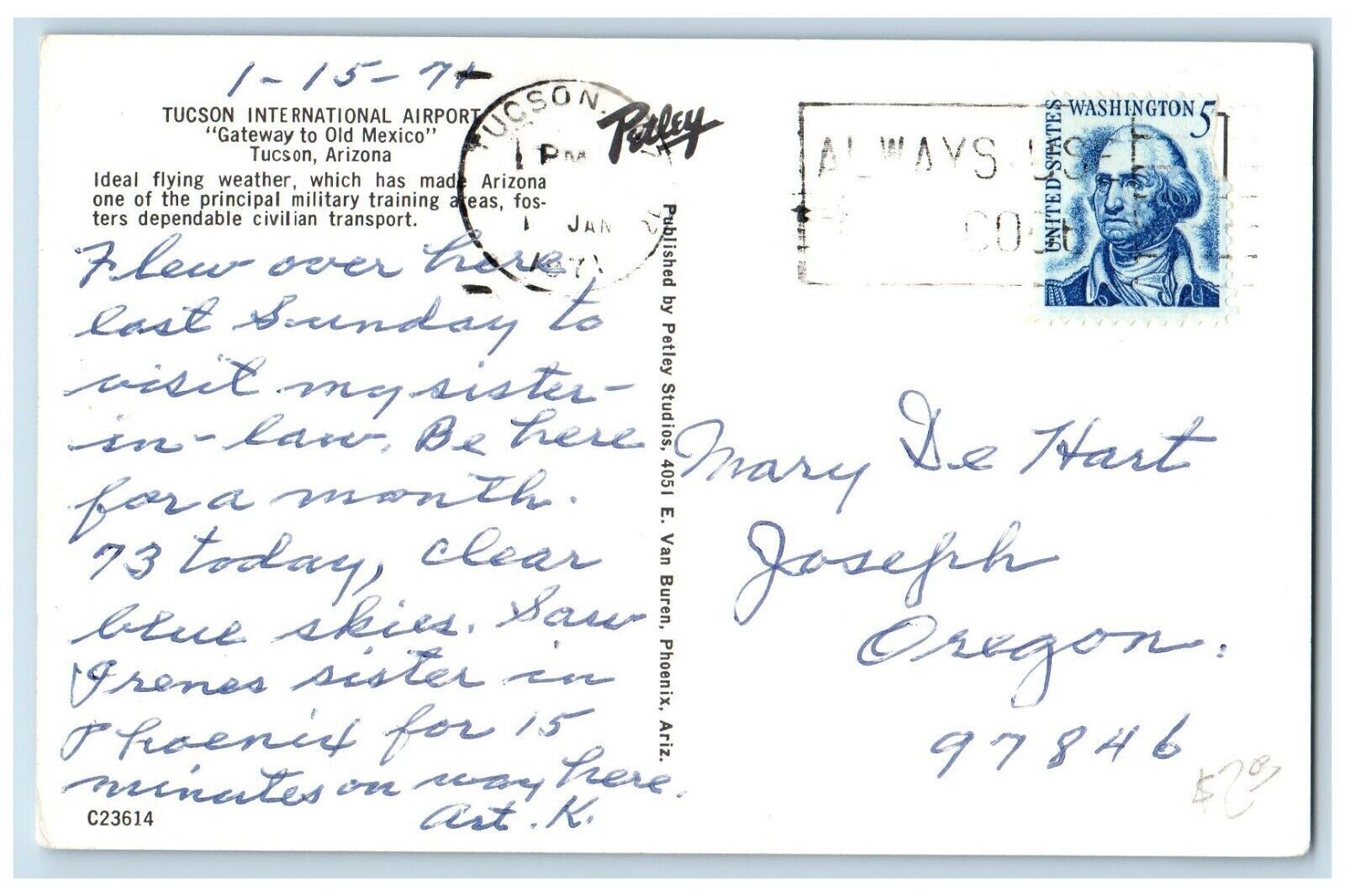 Tucson Arizona AZ Postcard International Airport Gateway To Old Mexico ...