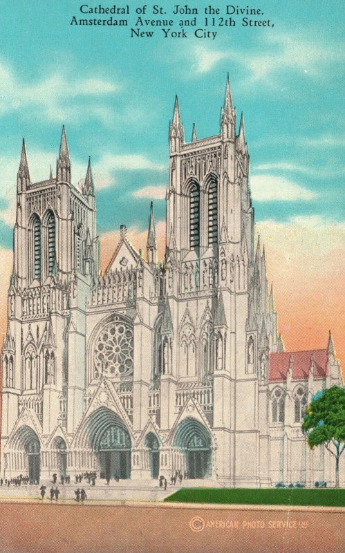 Vintage Postcard Cathedral of St. John the Divine Amsterdam Avenue New ...