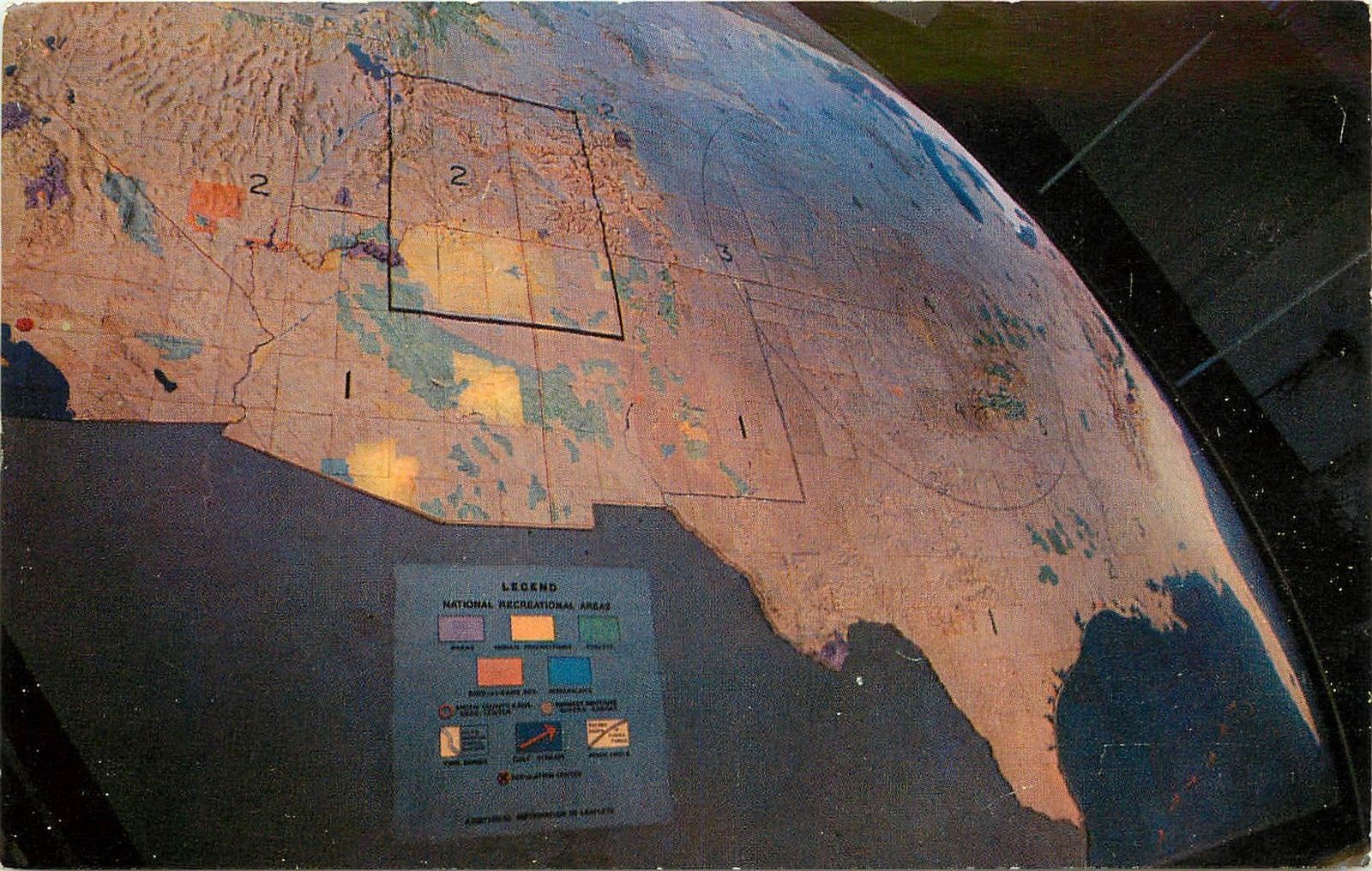 1955 Postcard; Great Babson Relief Map of US Globe Babson Institute ...