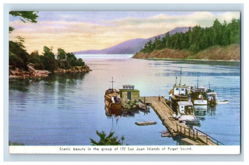 Vintage Boat Docks San Juan Island Puget Sound River Scene Postcard ...
