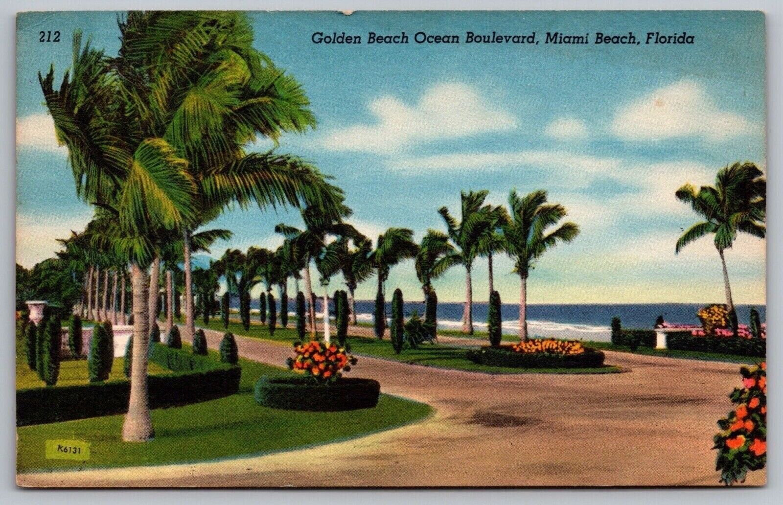 Miami Beach Florida Golden Beach Ocean Boulevard Scenic DB UNP Postcard ...