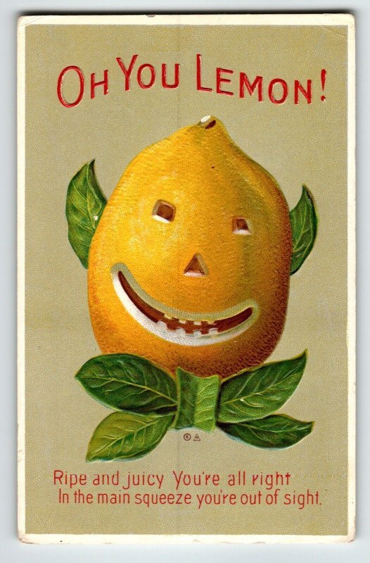 Oh You Lemon Postcard Fantasy Anthropomorphic Dressed LemonHead JOL ...