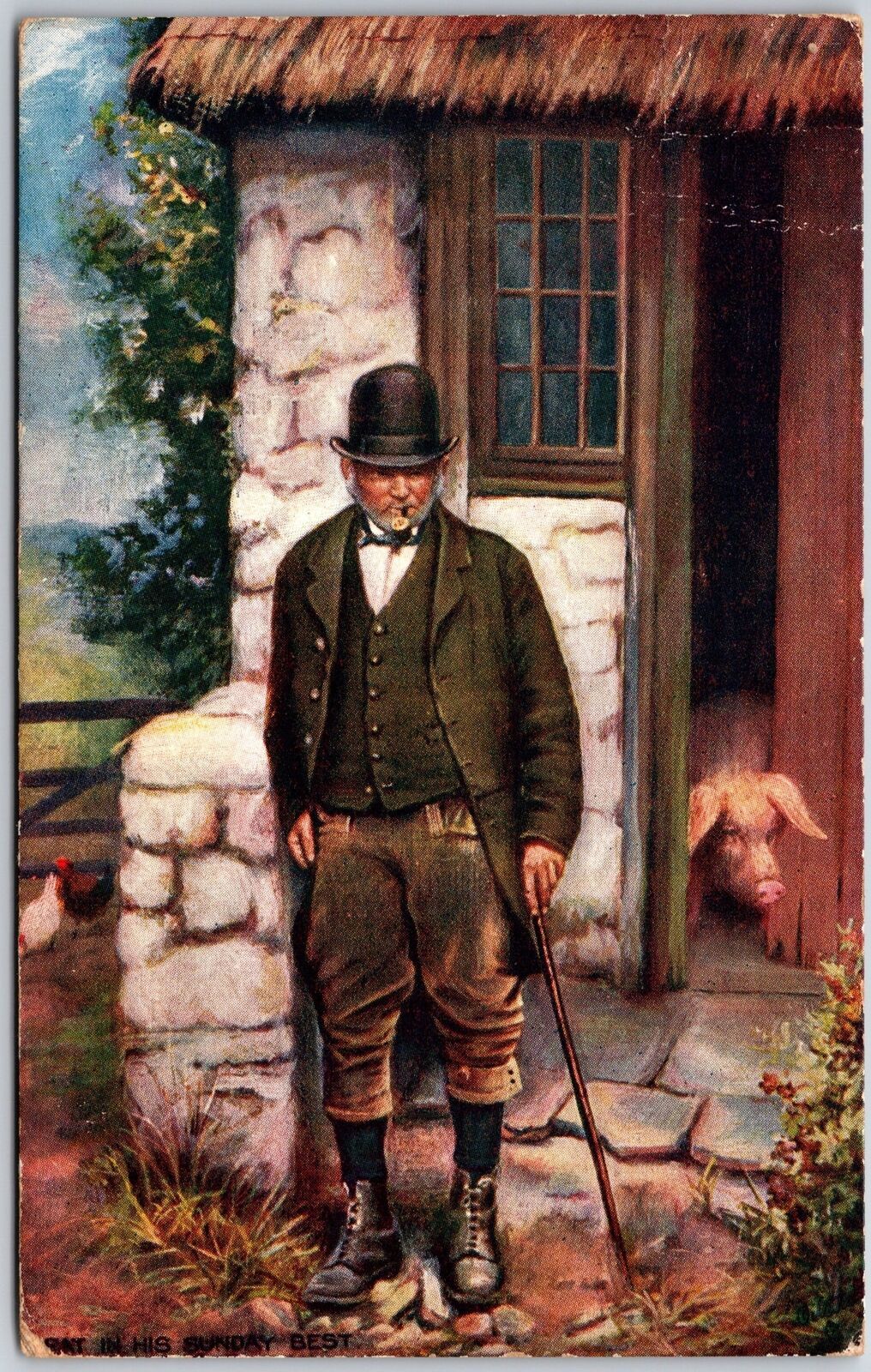 1907 Rat In His Sunday Best Cowboy In The Farm Posted Postcard | Other ...