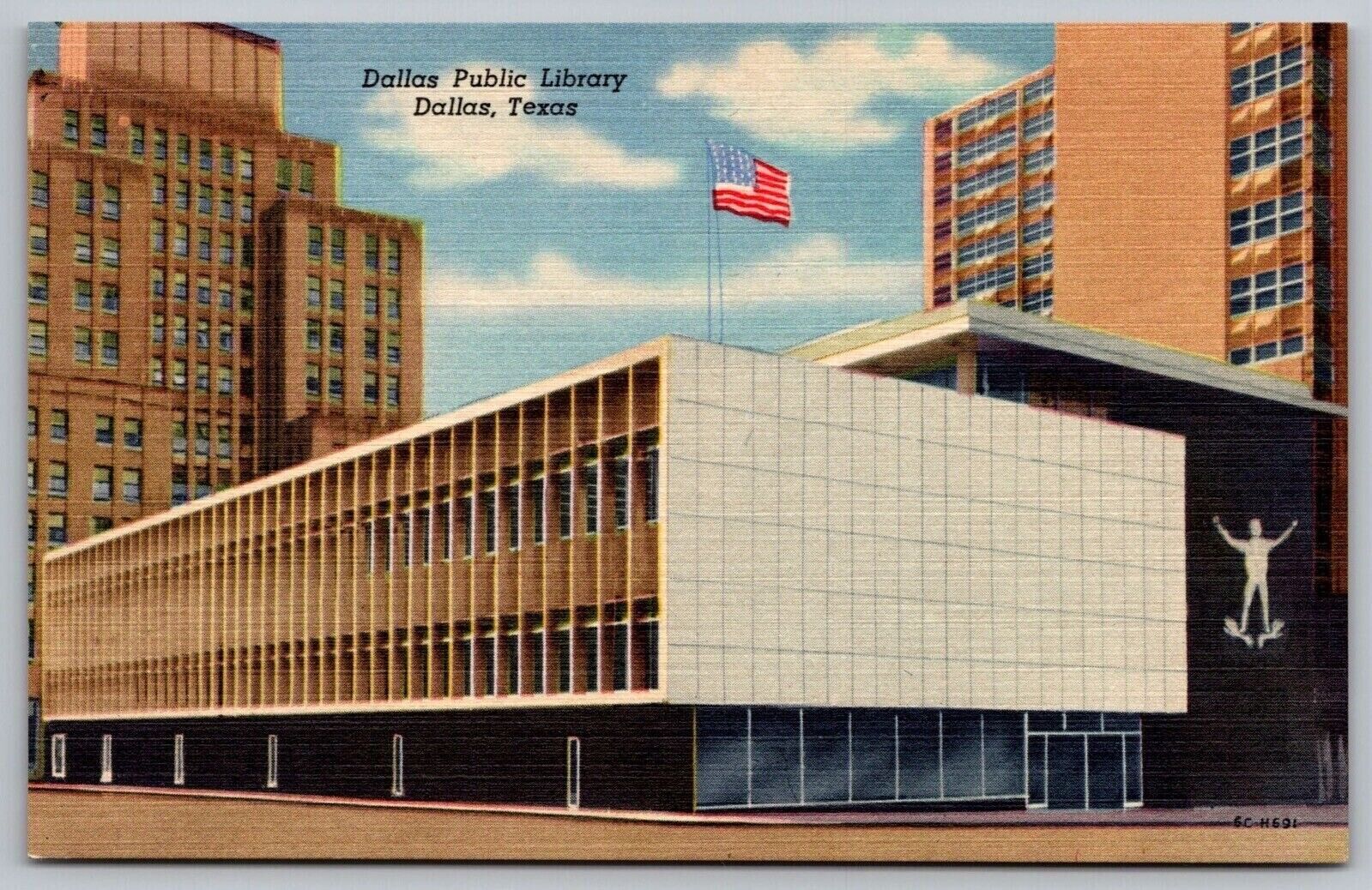 Dallas Texas Dallas Public Library Building Streetview Linen UNP PC ...
