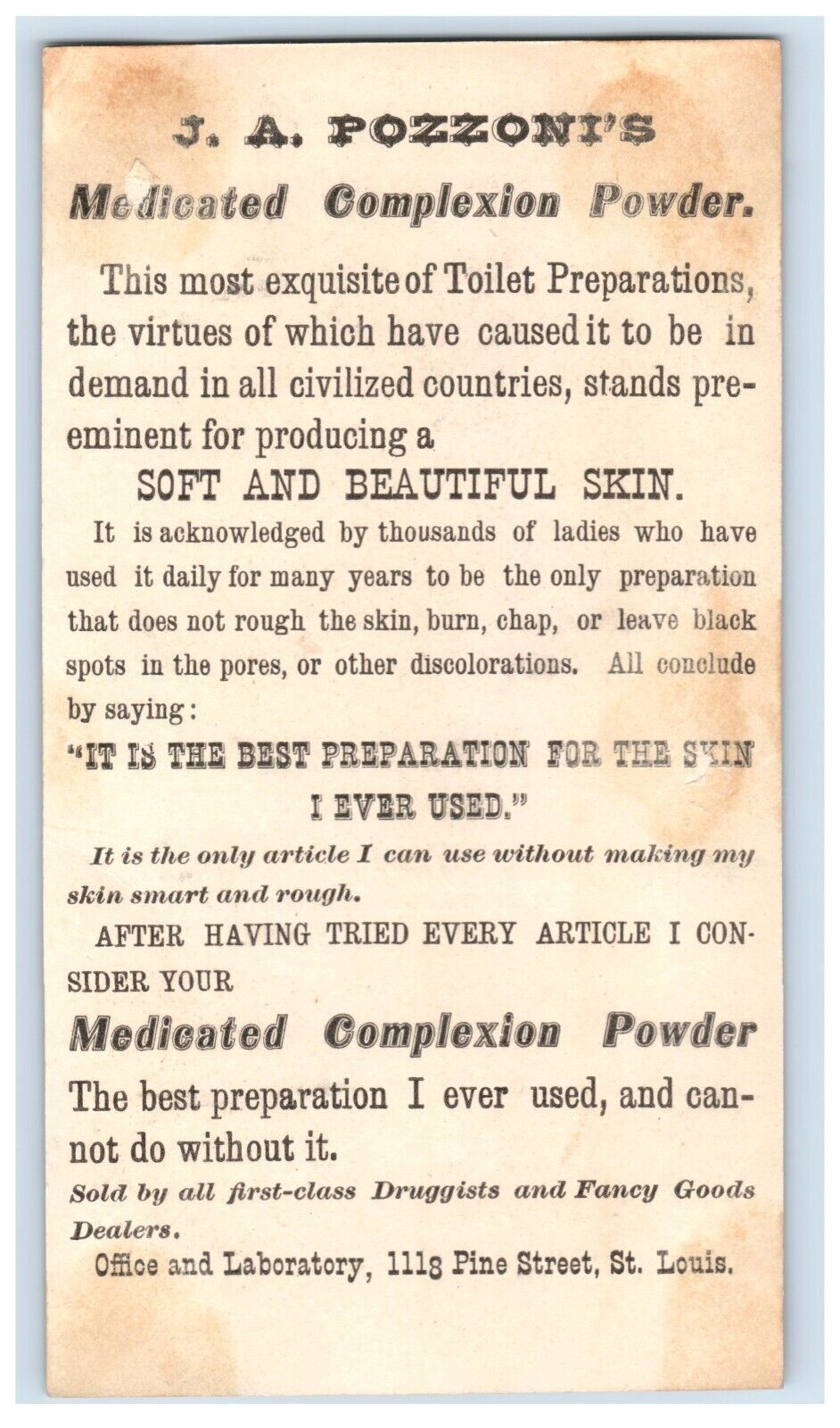 1885 J.A. Pozzoni's Complexion Powder Lotta The Fairy Sprite #5W ...