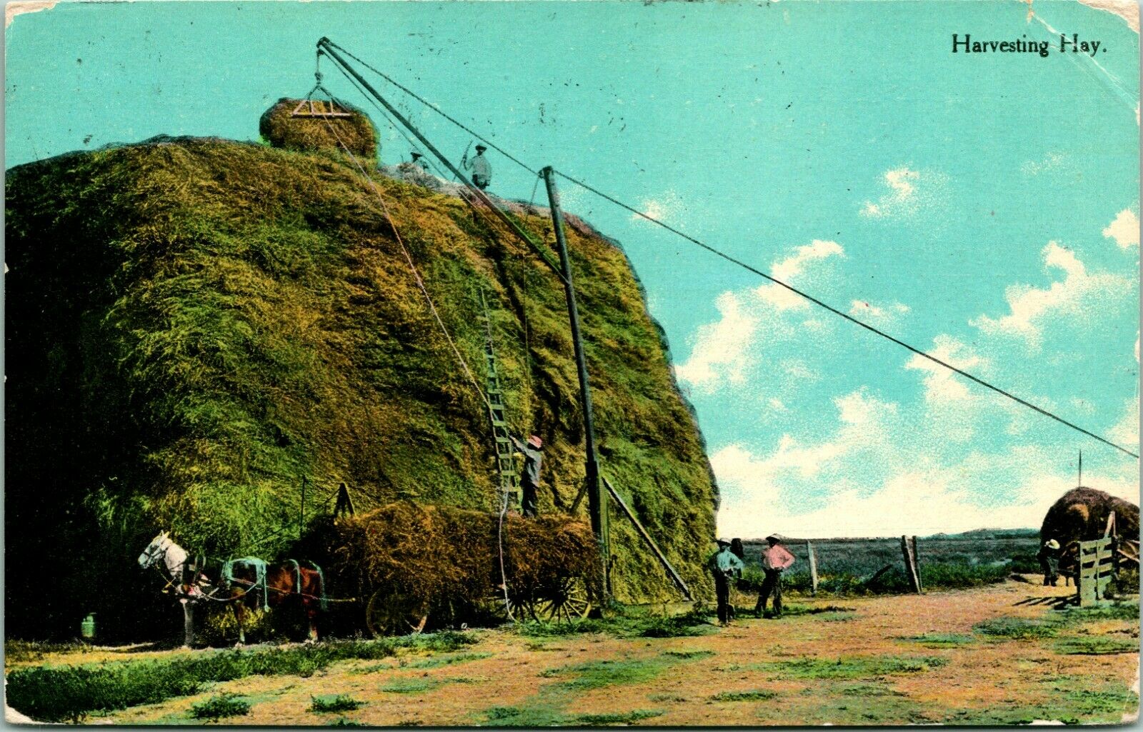 Vtg Postcard 1912 - Barkalow Brothers - Harvesting Hay - Farming Giant ...