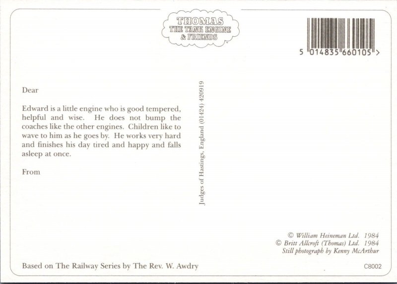 Children's TV Postcard - Thomas The Tank Engine and Friends Animation ...