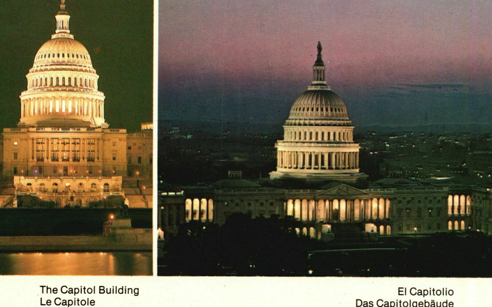 Vintage Postcard Capitol Building Night Plateau Above Potomac River ...
