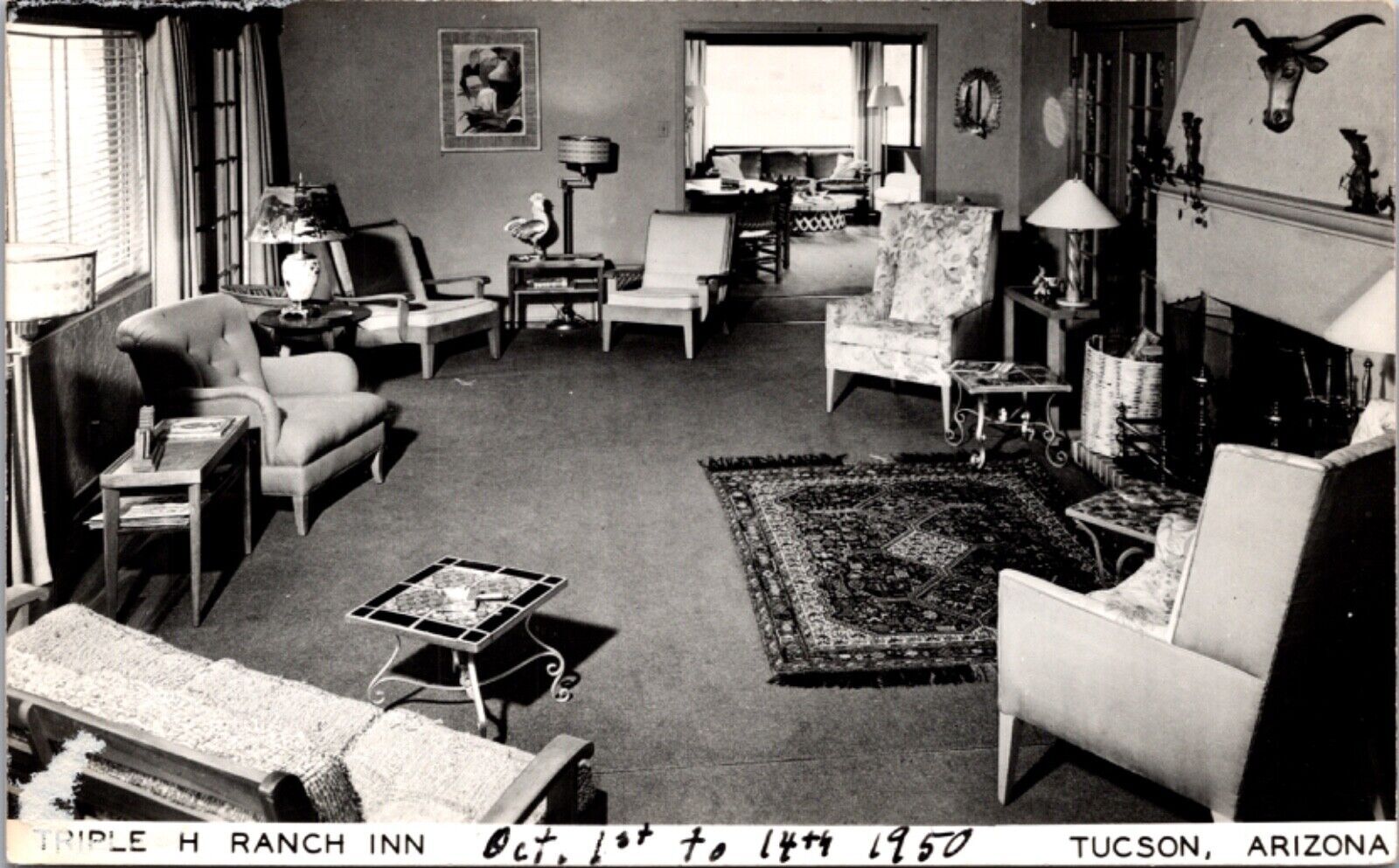 Real Photo Postcard Lounge at Triple H Ranch Inn in Tucson, Arizona ...