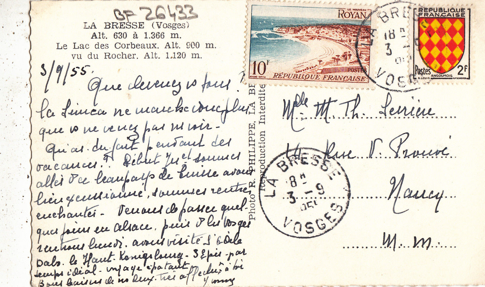 BF26433 la bresse vosges le lac des corbeaux france front/back image ...