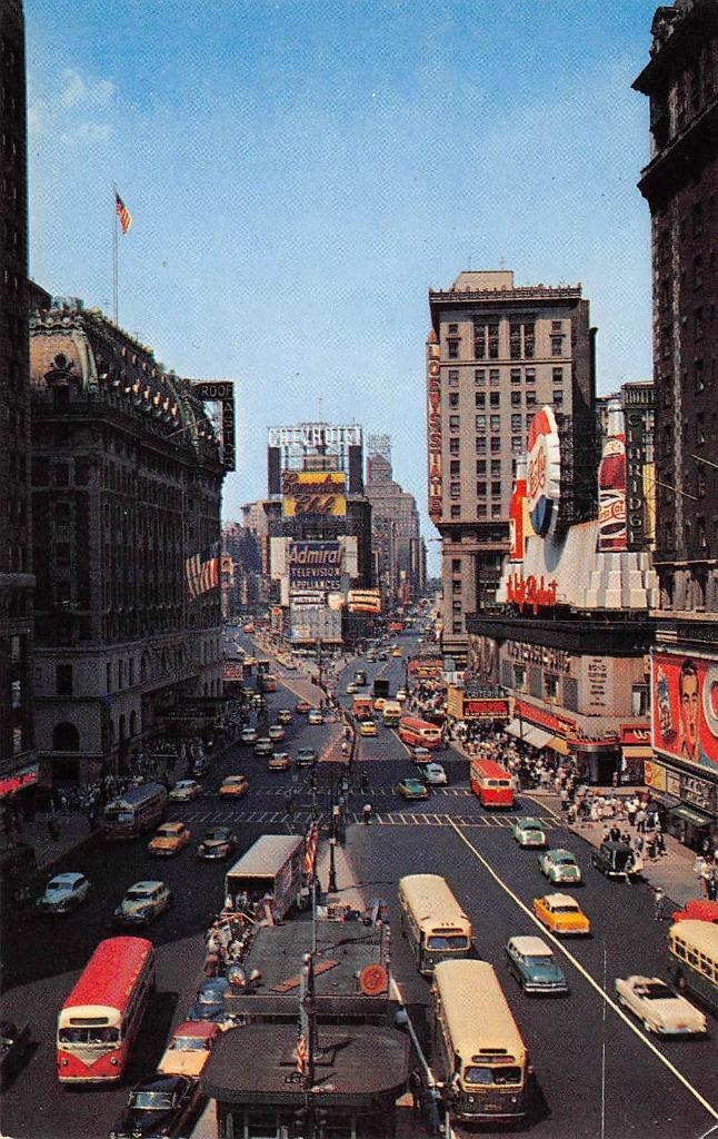 TIMES SQUARE New York City Street Scene Pepsi Signs c1950s Vintage ...