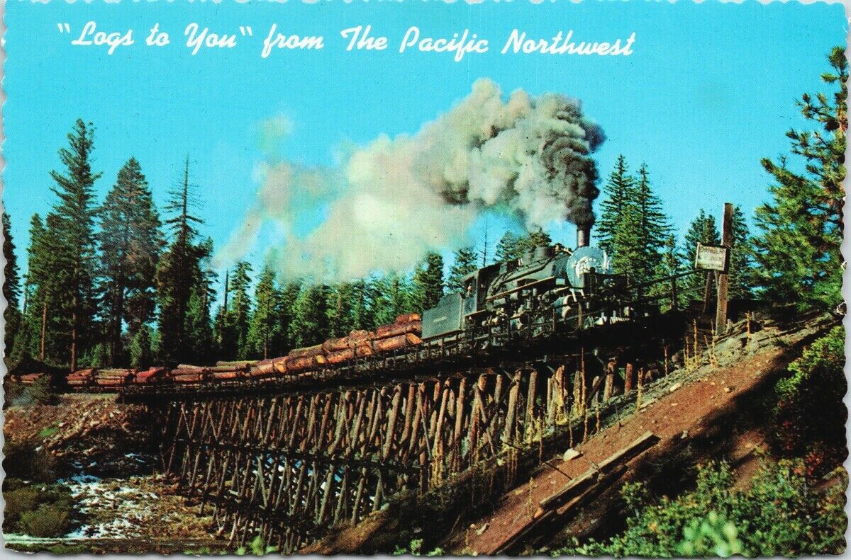 Log Train on Trestle 'Logs To You' PNC Pacific Northwest Vintage ...