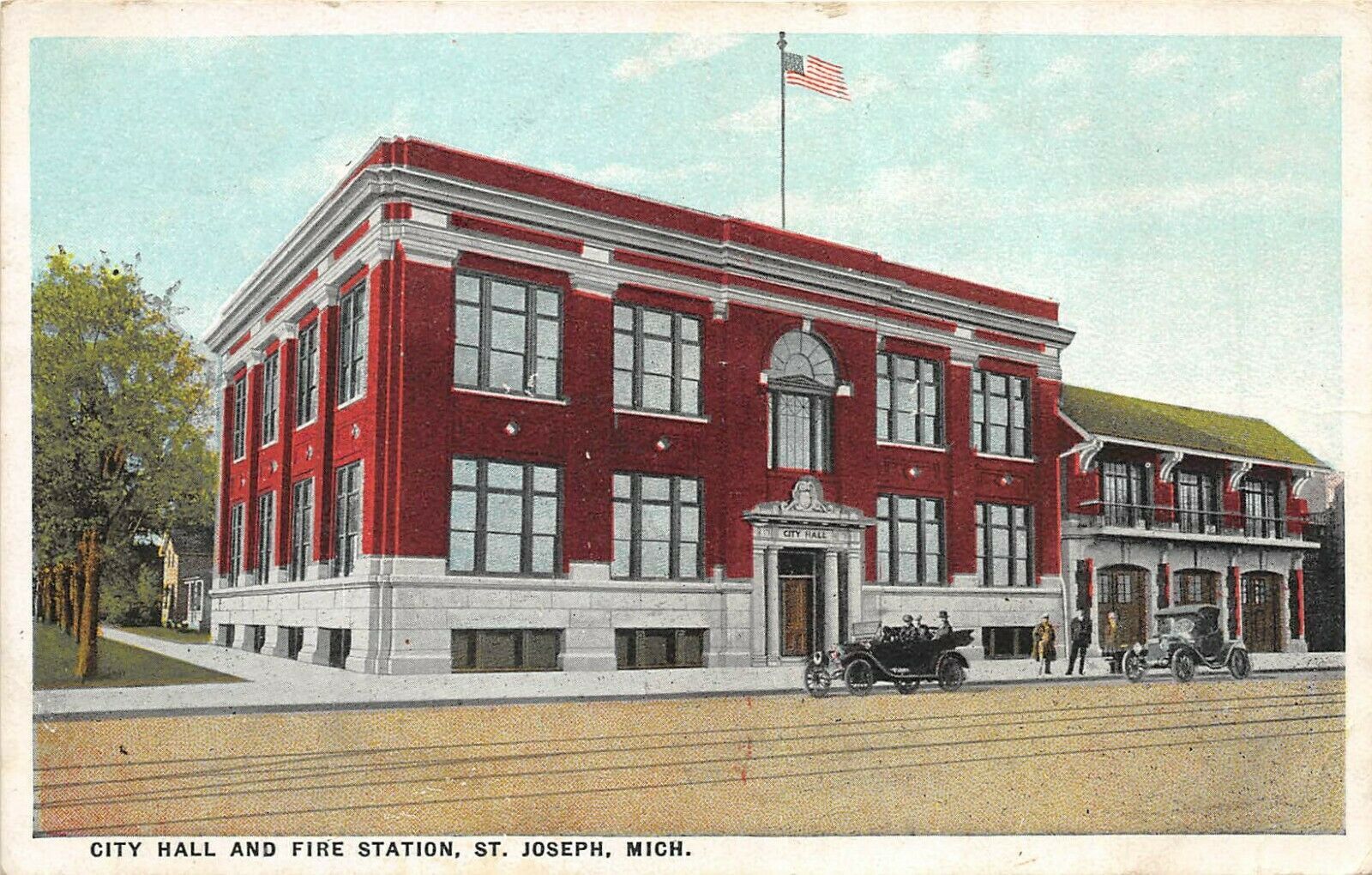 St. Joseph Michigan 1920s Postcard City Hall and Fire Station | United ...