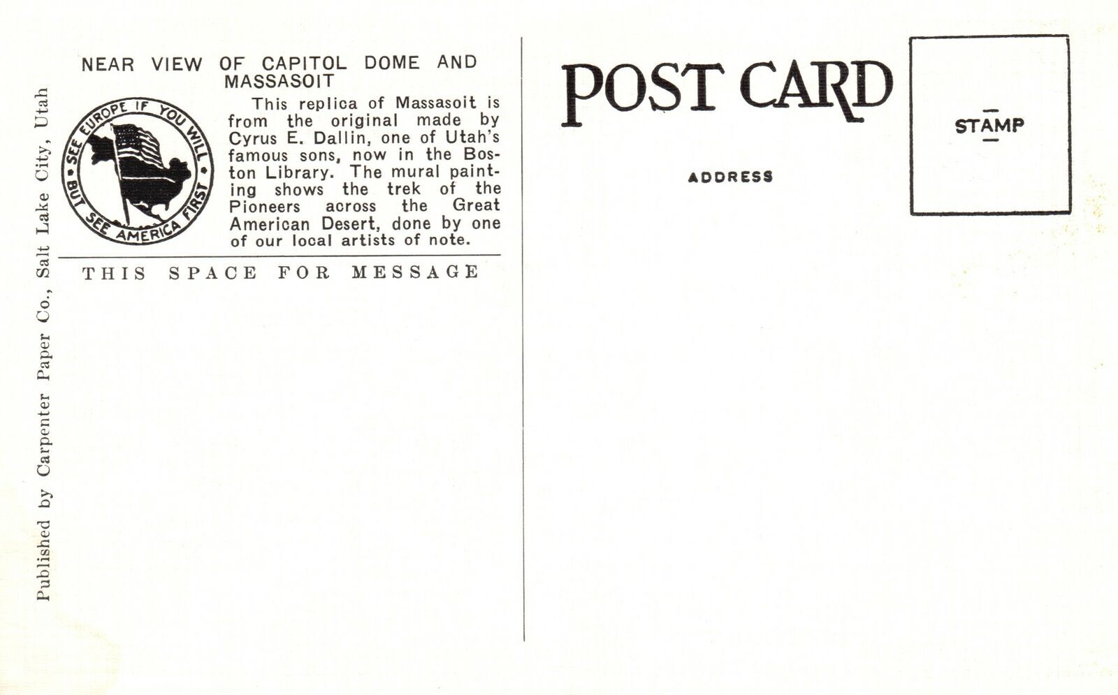 Vintage Postcard 1930's Interior Utah State Capitol Salt Lake City UT ...