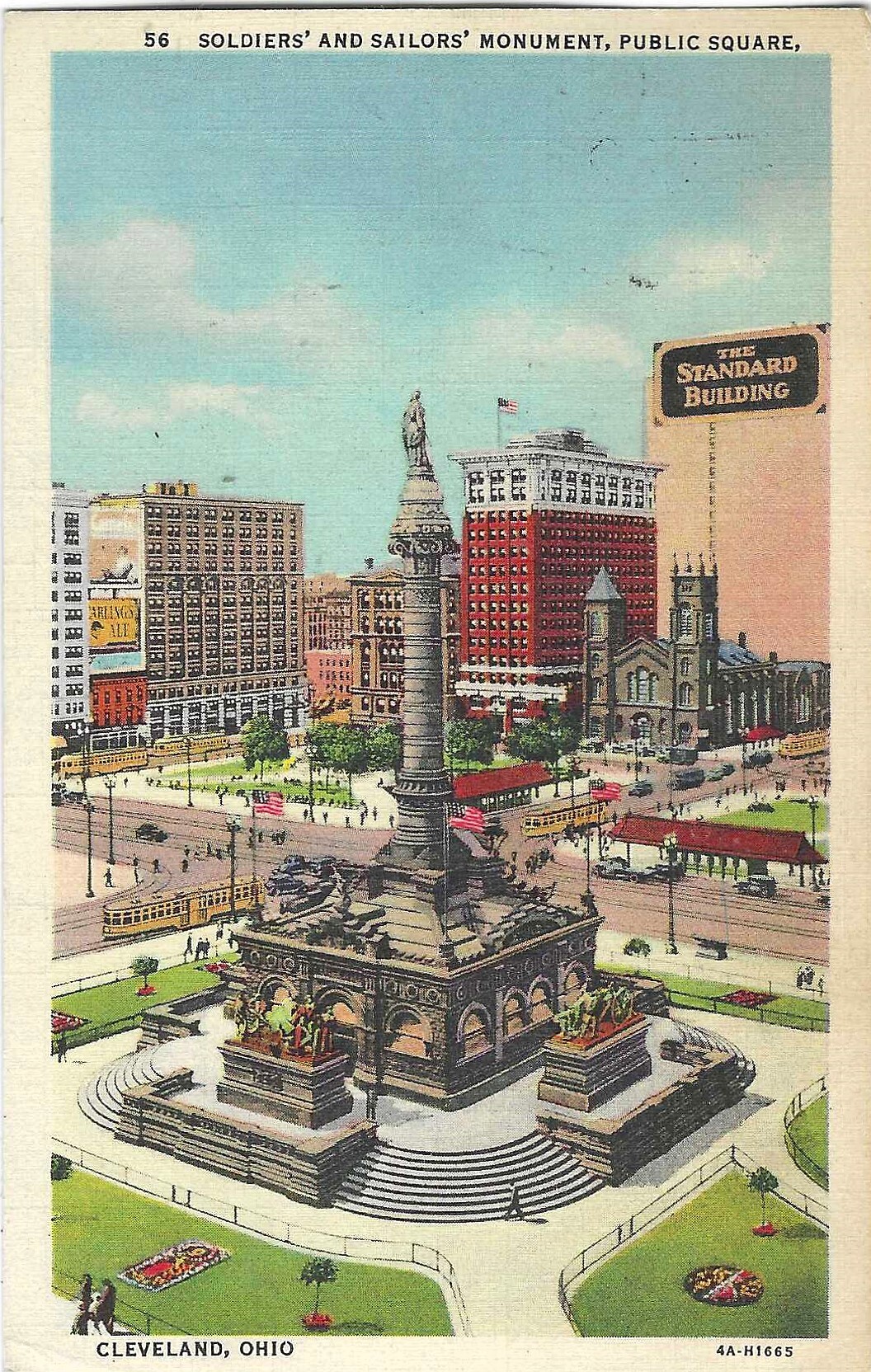 Soldiers' & Sailors' Monument, Public Square, Cleveland, Ohio, Linen ...