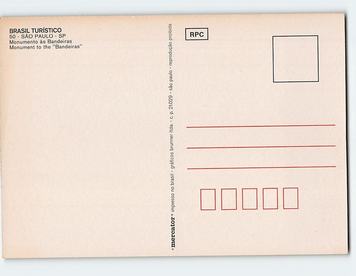 Postcard Monument to the "Bandeiras", São Paulo, Brazil | Latin & South ...