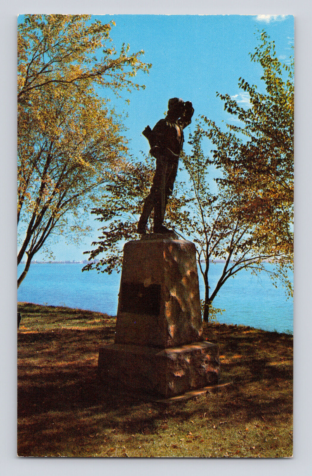Postcard Iowa Storm LAke IA Pioner Statue Memorial 1960s Unposted ...