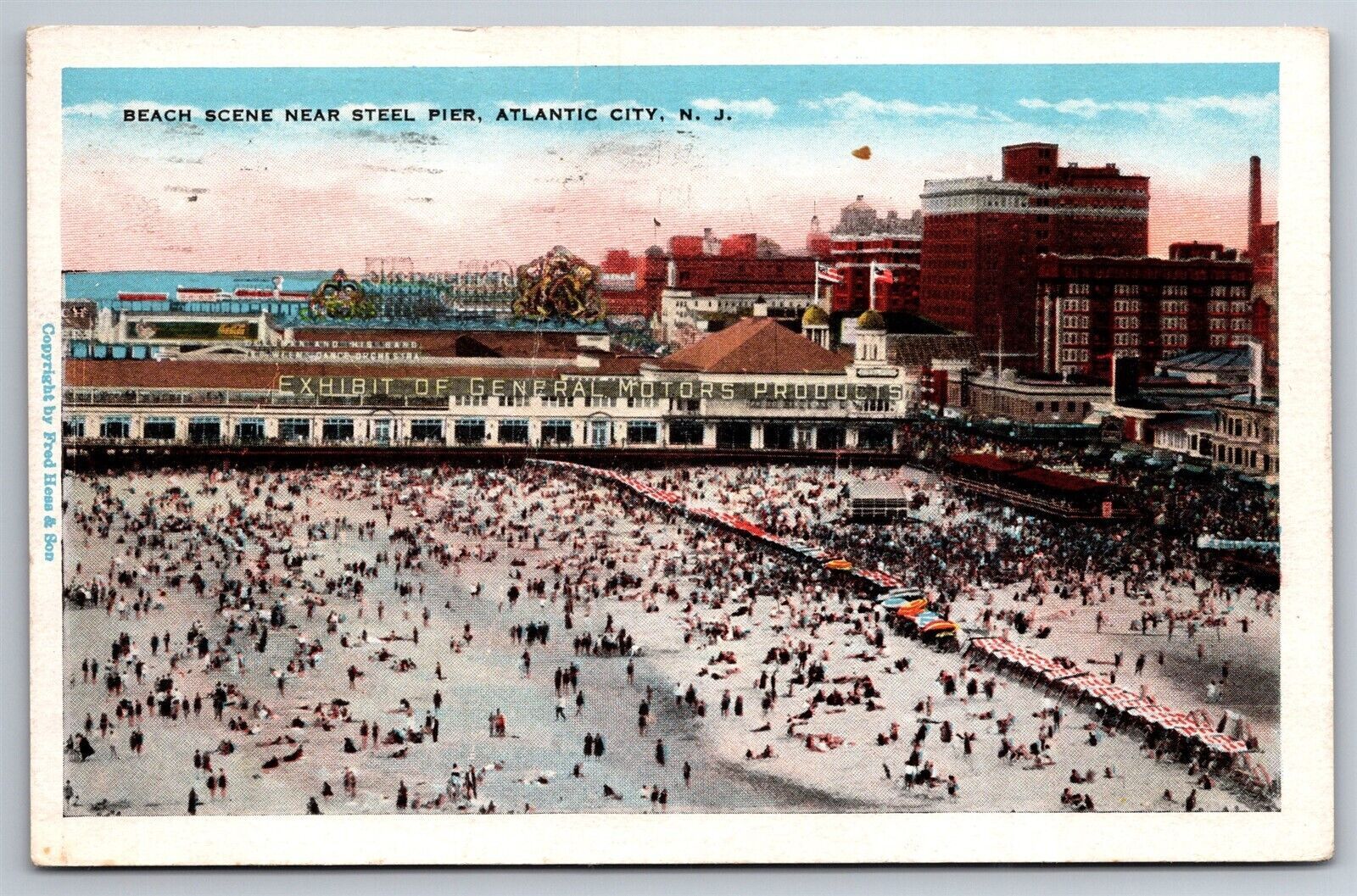 Beach Scene Steel Pier GM Products Exhibit Atlantic City NJ 1920s DB ...