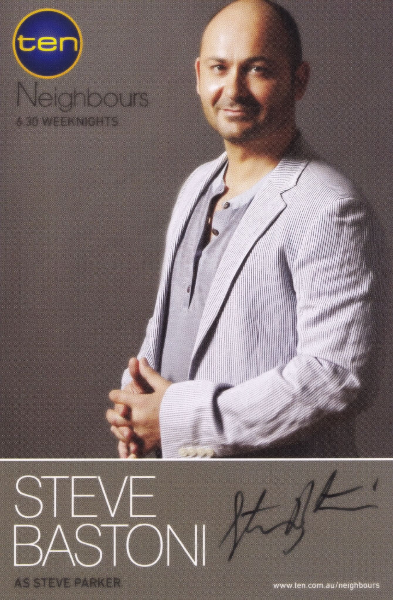 Steve Bastoni Parker Neighbours Channel Ten Hand Signed Cast Card Photo ...