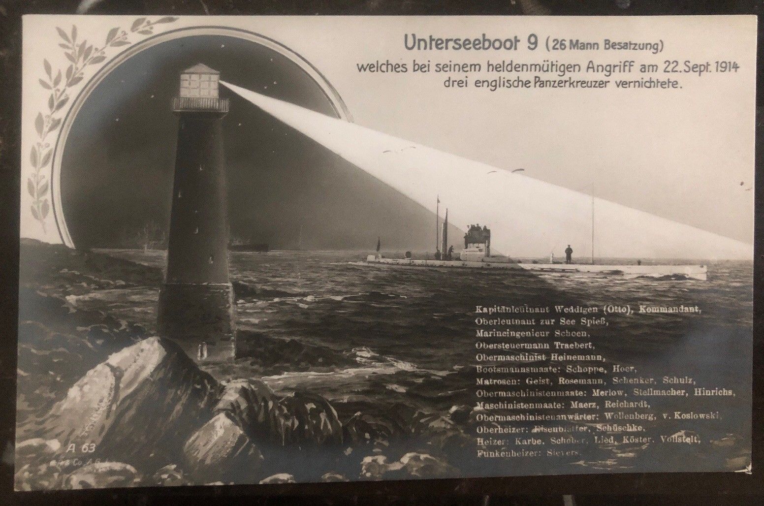 Mint Germany PPC U Boat Picture Postcard Submarine 9 Capt Weddigen ...