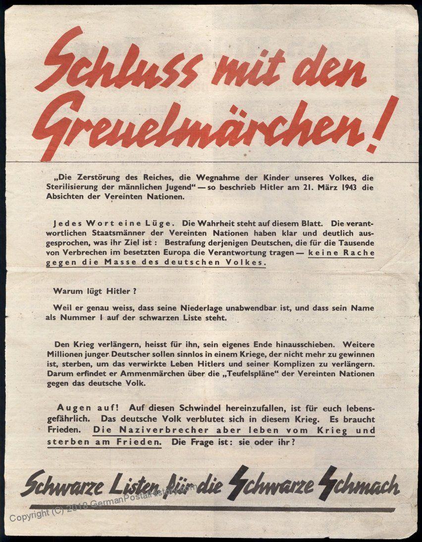 Anti-Nazi After Hitlers Fall Allied Propaganda Feldpost Leaflet 82650 ...