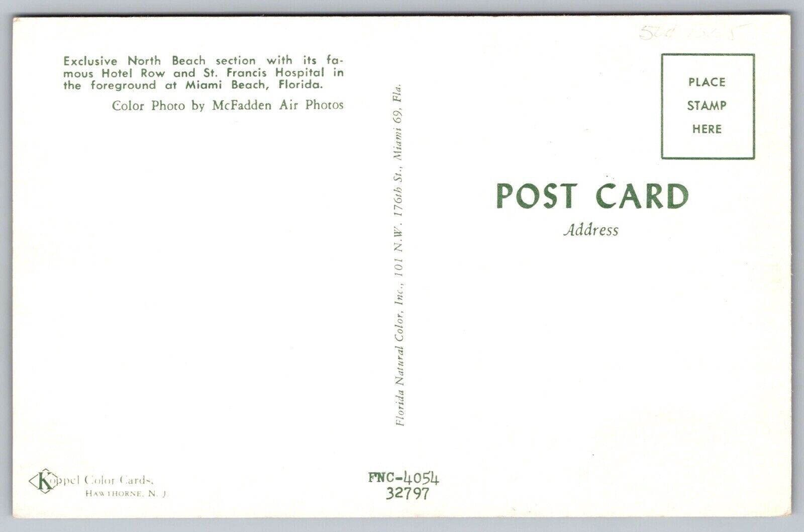 Miami Beach Florida Scenic Birds Eye Coastal View Ocean Chrome Postcard ...