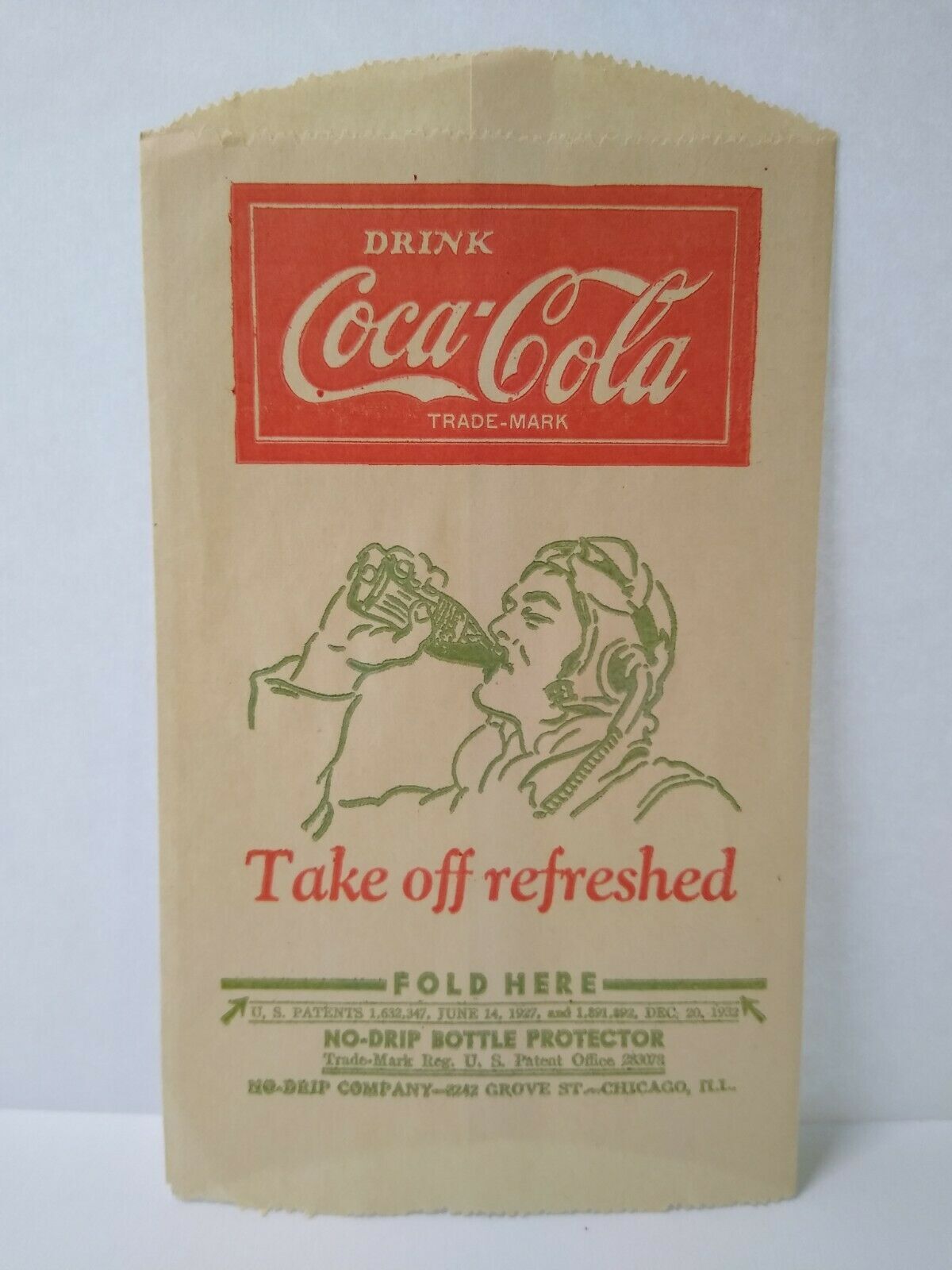 Coca-Cola Soda Bottle Dry Server Bag Flight Pilot Take Off Vintage NOS ...