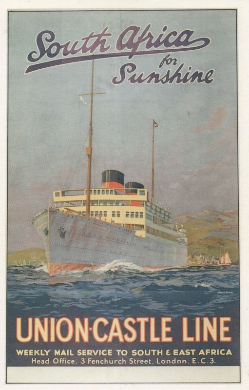 South Africa Old Union Castle Line Ferry Ship Poster Postcard | Topics ...
