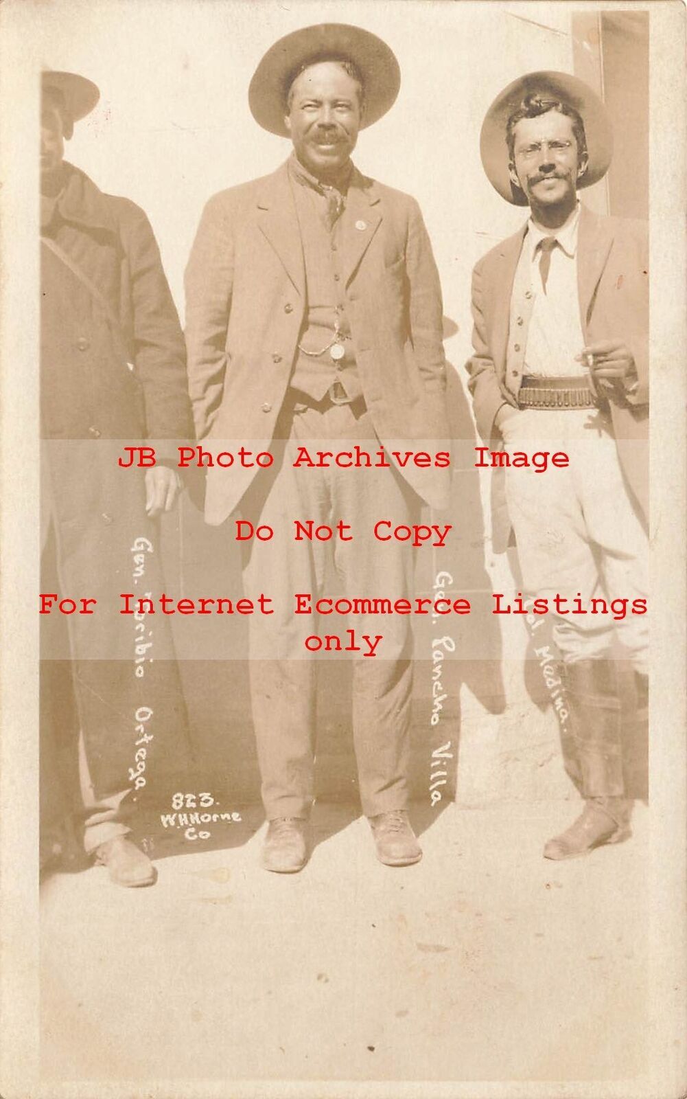 Mexico Border War, RPPC, Colonel Medina, General Pancho Villa, General ...